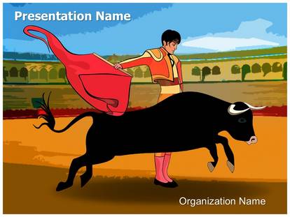 Professional Spain Bullfighter Bullfighting Editable PowerPoint Template
