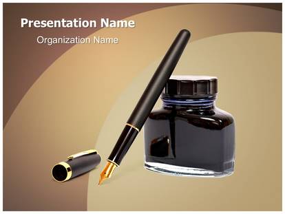 Professional Fountain Pen Ink Editable PowerPoint Template