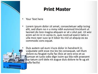 Professional Metalworking Lathe Machine Editable PowerPoint Template