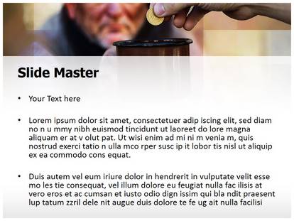 Professional Homeless Beggar Begging Editable PowerPoint Template